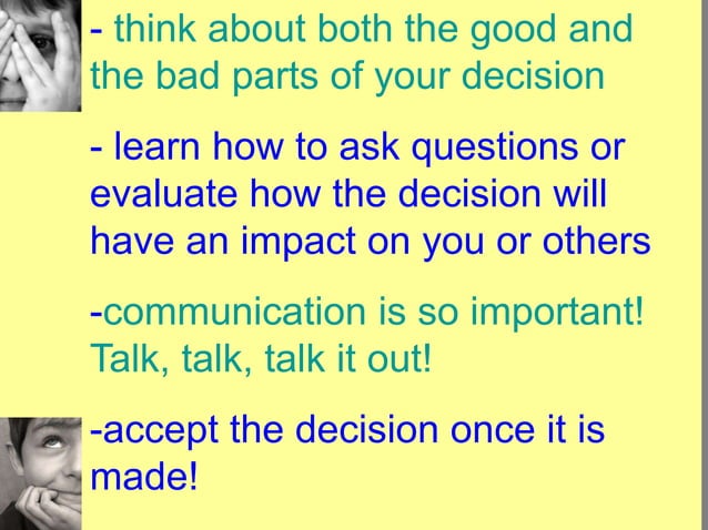 Making Decisions... Parents' Advice | PPTX | Education