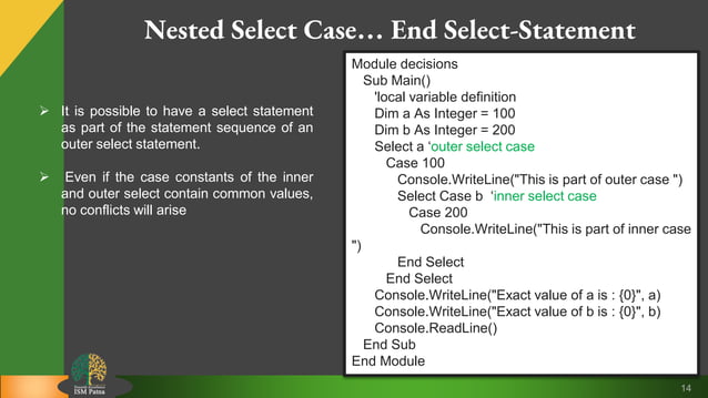 Decision statements | PPTX | Programming Languages | Computing