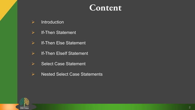 Decision statements | PPTX | Programming Languages | Computing