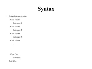 Decision statements in vb.net