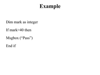 Decision statements in vb.net
