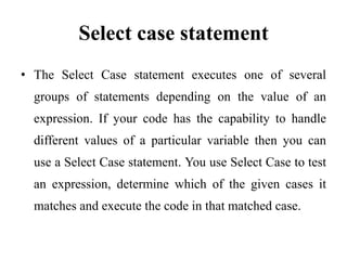Decision statements in vb.net