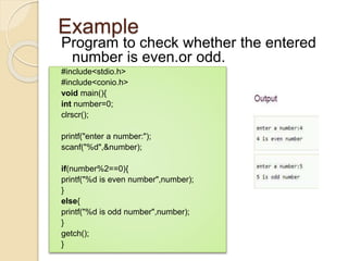 Decision statements in c language | PPTX | Programming Languages | Computing