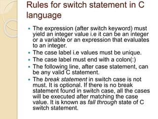 Decision statements in c language | PPTX | Programming Languages | Computing