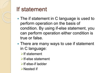 Decision statements in c language | PPTX | Programming Languages ...