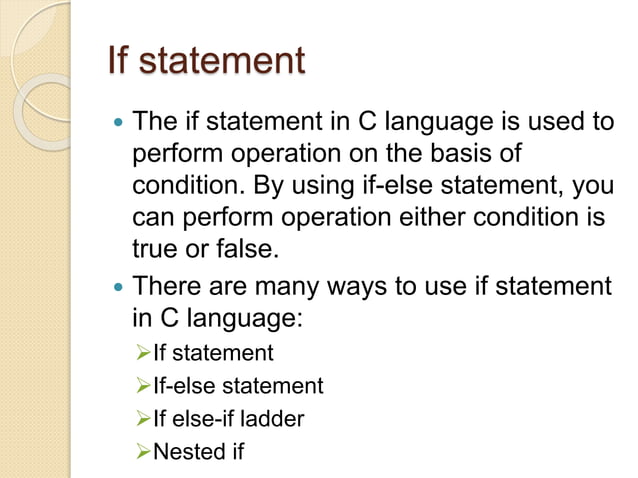 Decision statements in c language | PPT