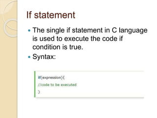 Decision statements in c language | PPTX | Programming Languages | Computing