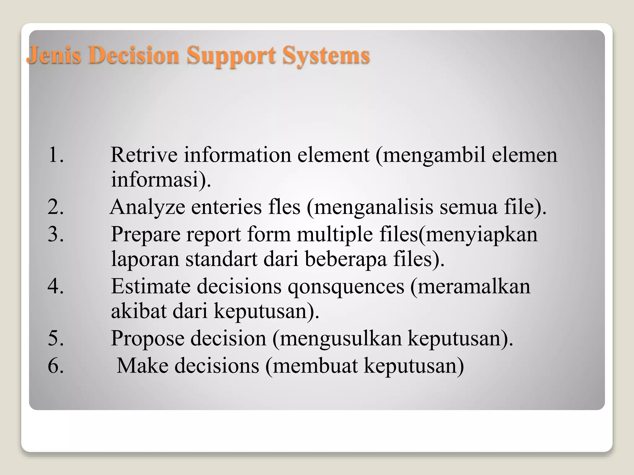 Decision Support System Dalam Sistem Informasi Manajemen Pptx