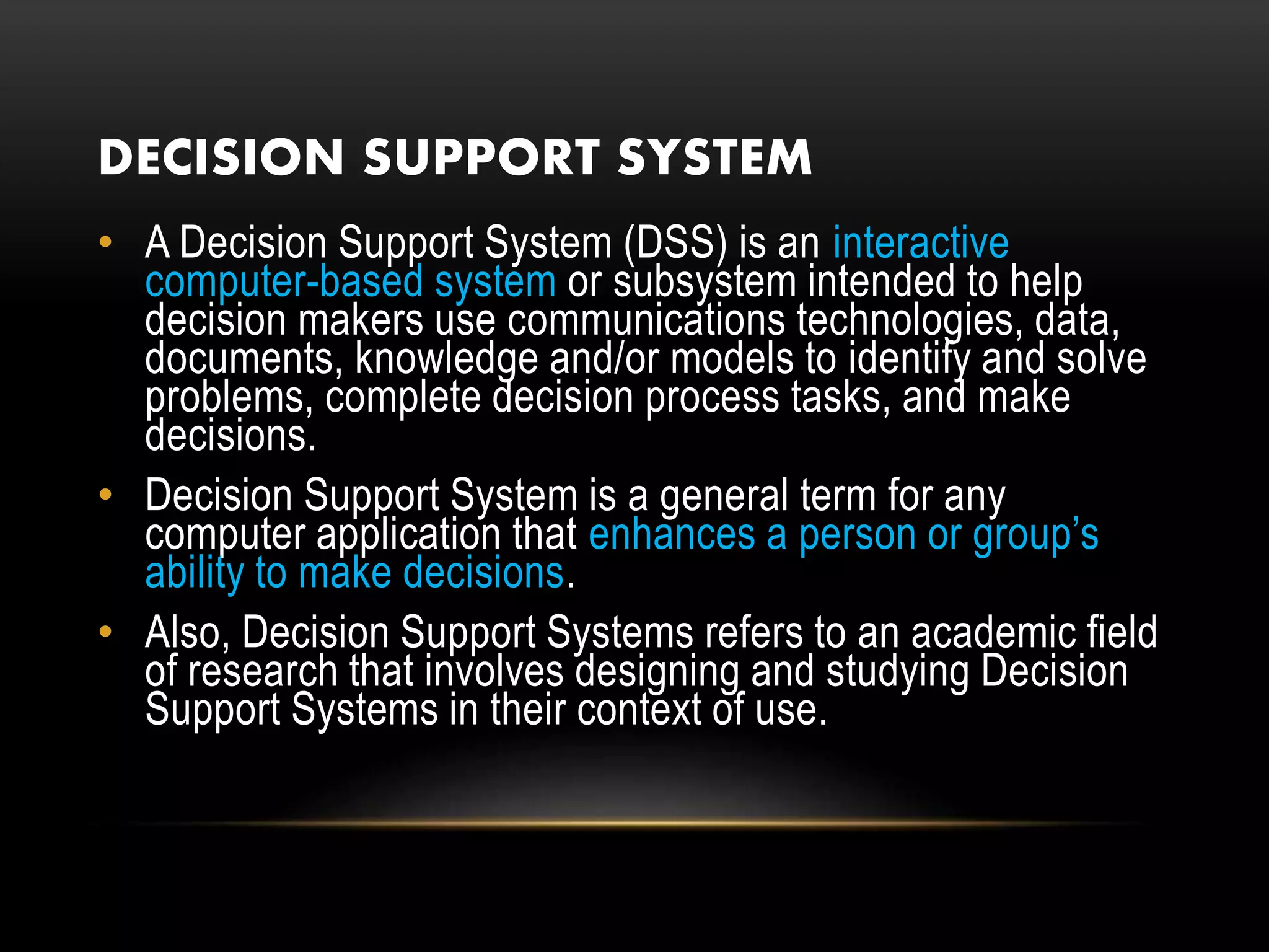 Decision Support System - Presentation Slides | PPTX