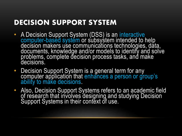 Decision Support System - Presentation Slides | PPTX | Computing ...