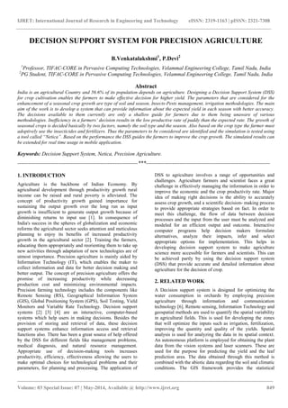 Decision support system for precision agriculture | PDF