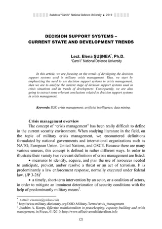 Decision support systems – current state and development trends | PDF