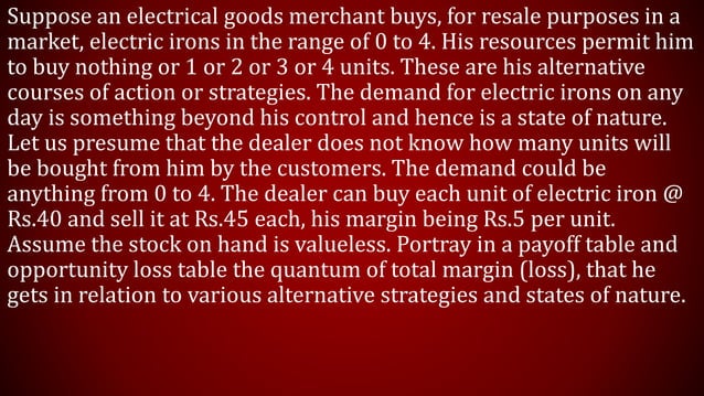 Decision theory introductory problem | PPTX