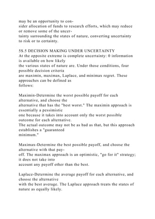 Decision Theory LEARNING OBJECTIVES SUPPLEMENT OUTLINE 5S.5.docx | Business Accounting & Finance ...