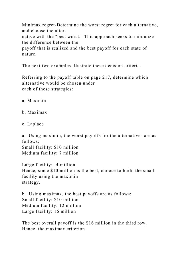 Decision Theory LEARNING OBJECTIVES SUPPLEMENT OUTLINE 5S.5.docx | Business Accounting & Finance ...