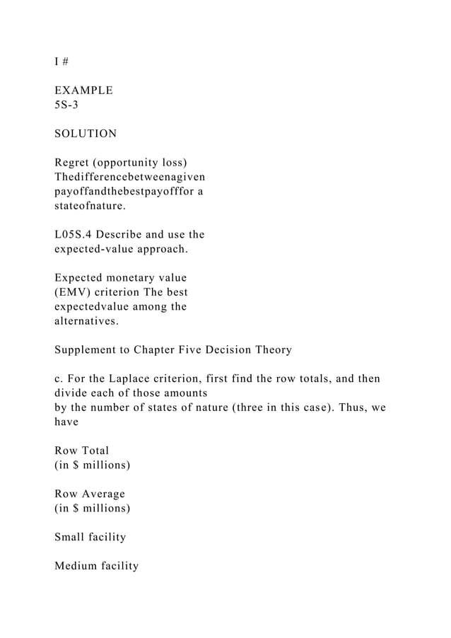 Decision Theory LEARNING OBJECTIVES SUPPLEMENT OUTLINE 5S.5.docx