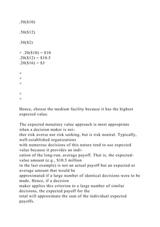Decision Theory LEARNING OBJECTIVES SUPPLEMENT OUTLINE 5S.5.docx | Business Accounting & Finance ...