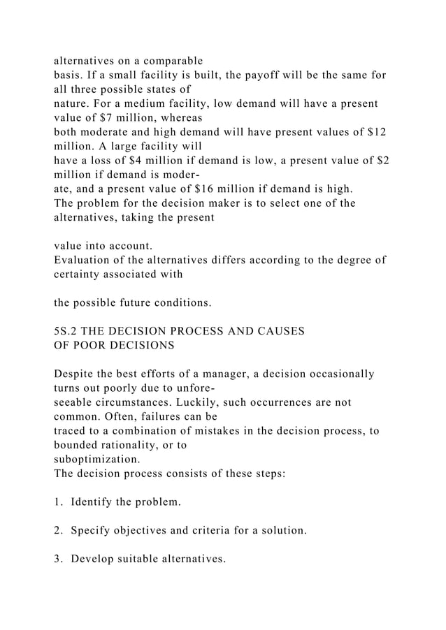 Decision Theory LEARNING OBJECTIVES SUPPLEMENT OUTLINE 5S.5.docx | Business Accounting & Finance ...