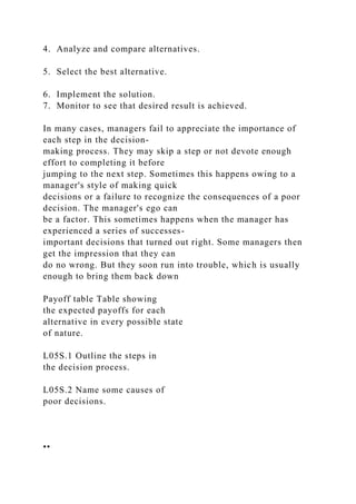 Decision Theory LEARNING OBJECTIVES SUPPLEMENT OUTLINE 5S.5.docx | Business Accounting & Finance ...