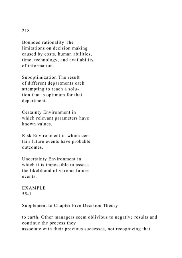 Decision Theory LEARNING OBJECTIVES SUPPLEMENT OUTLINE 5S.5.docx | Business Accounting & Finance ...