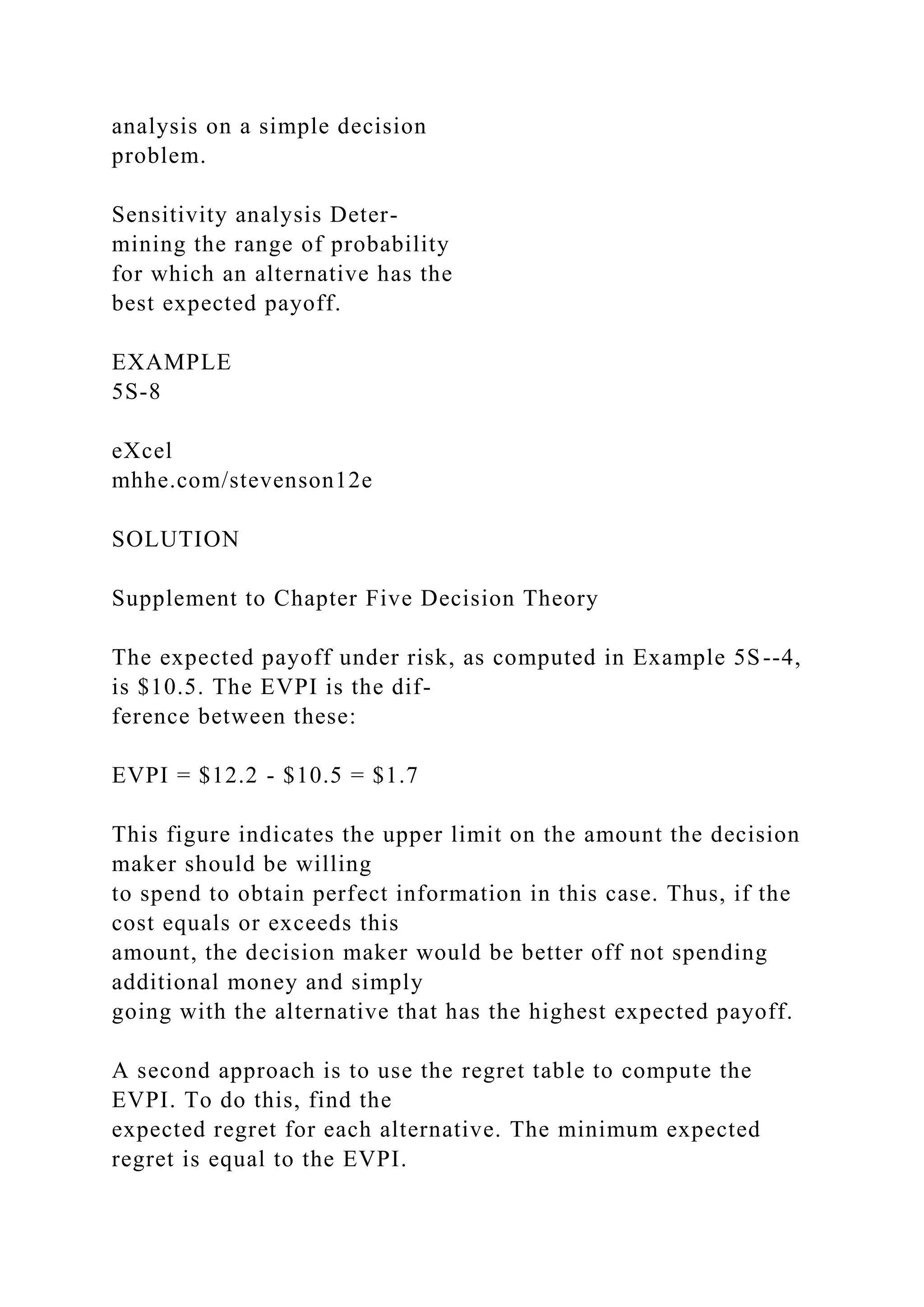 Decision Theory LEARNING OBJECTIVES SUPPLEMENT OUTLINE 5S..docx