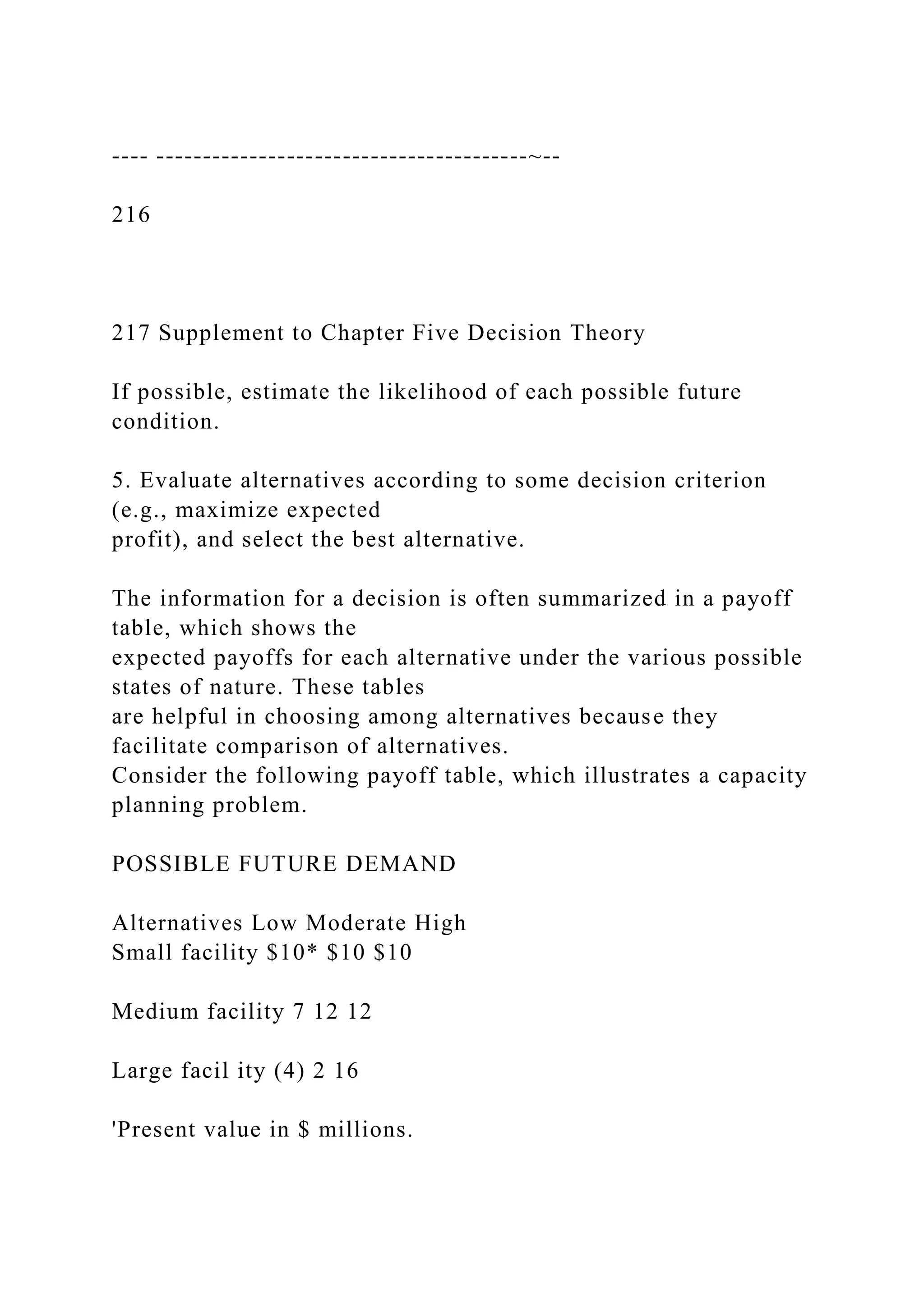 Decision Theory LEARNING OBJECTIVES SUPPLEMENT OUTLINE 5S..docx