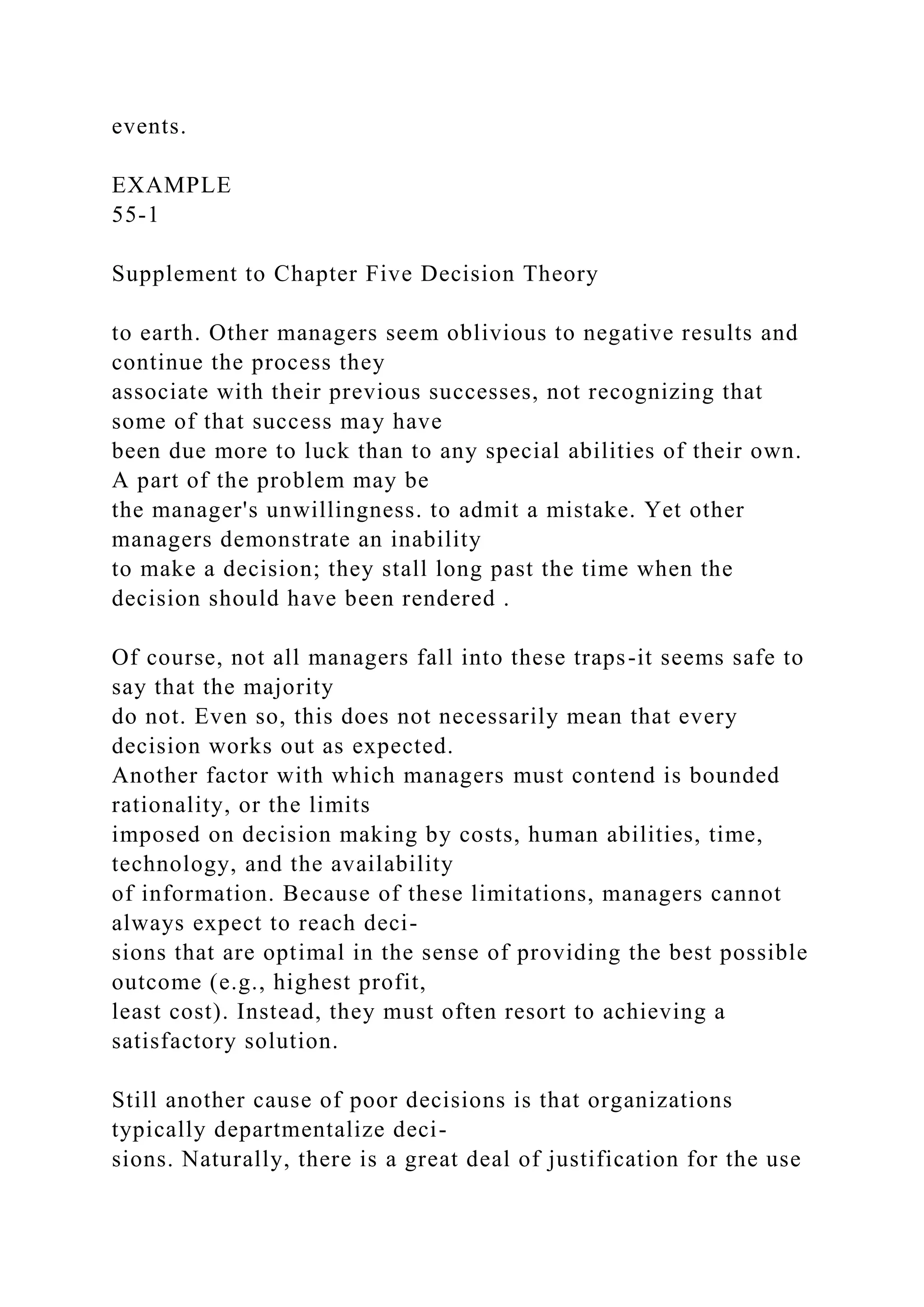 Decision Theory LEARNING OBJECTIVES SUPPLEMENT OUTLINE 5S..docx