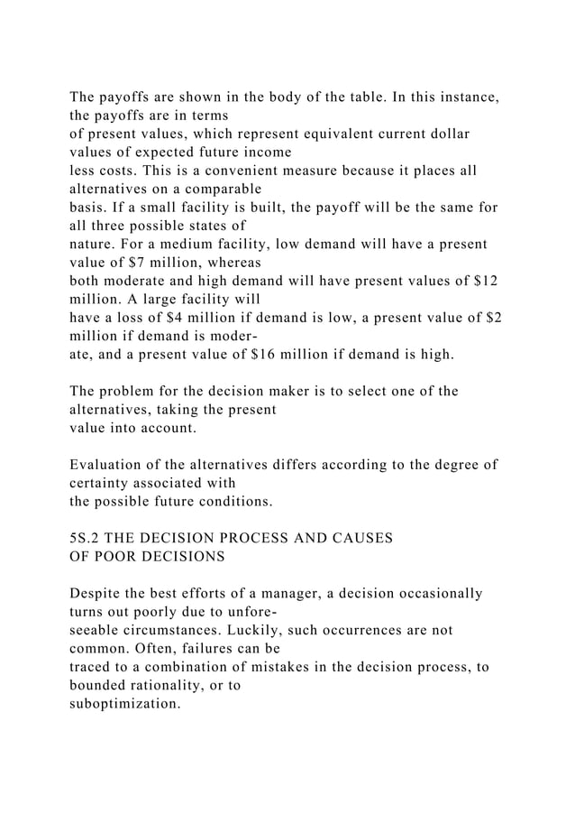 Decision Theory LEARNING OBJECTIVES SUPPLEMENT OUTLINE 5S..docx