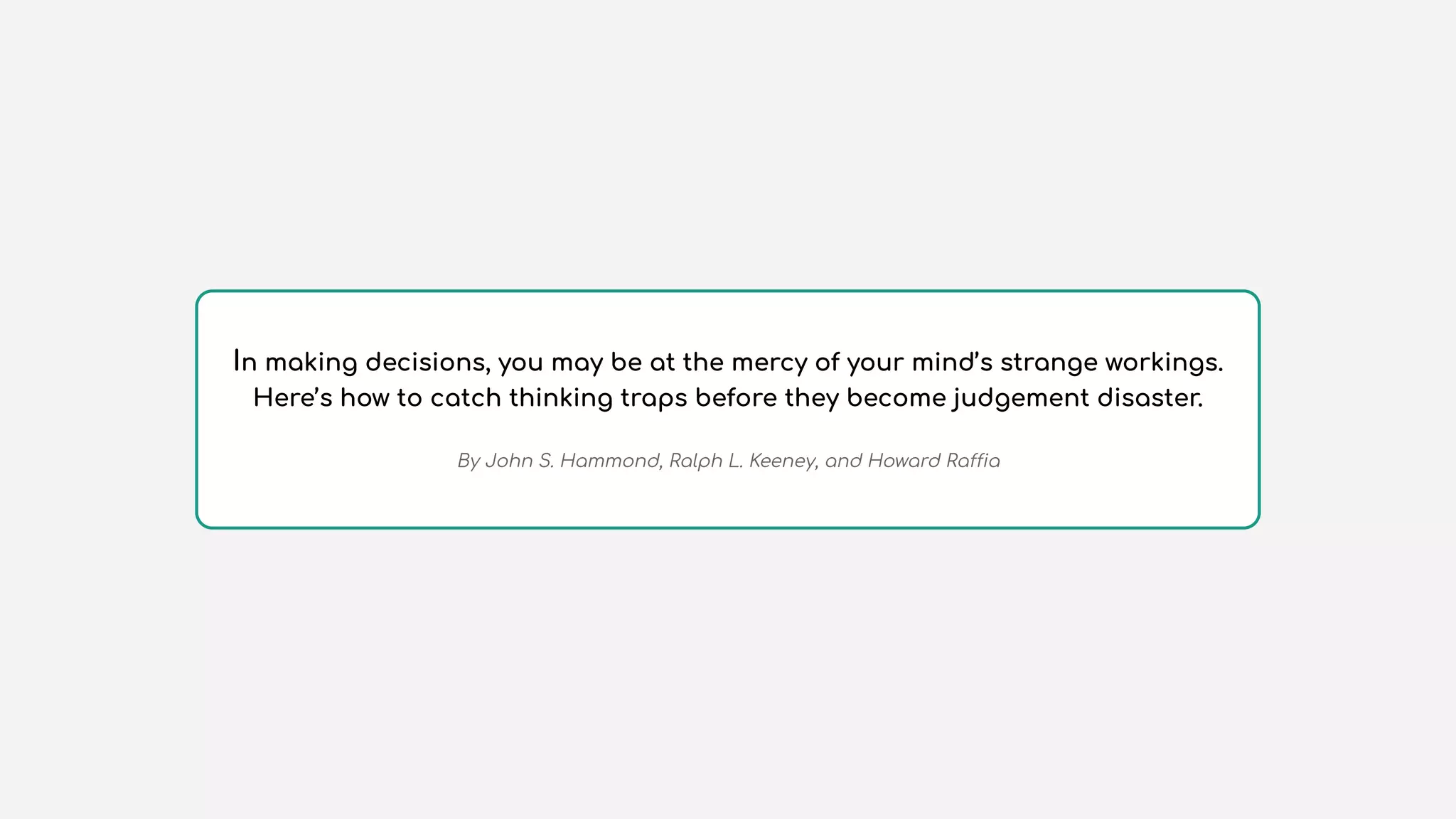 The Hidden Traps in Decision Making | PDF