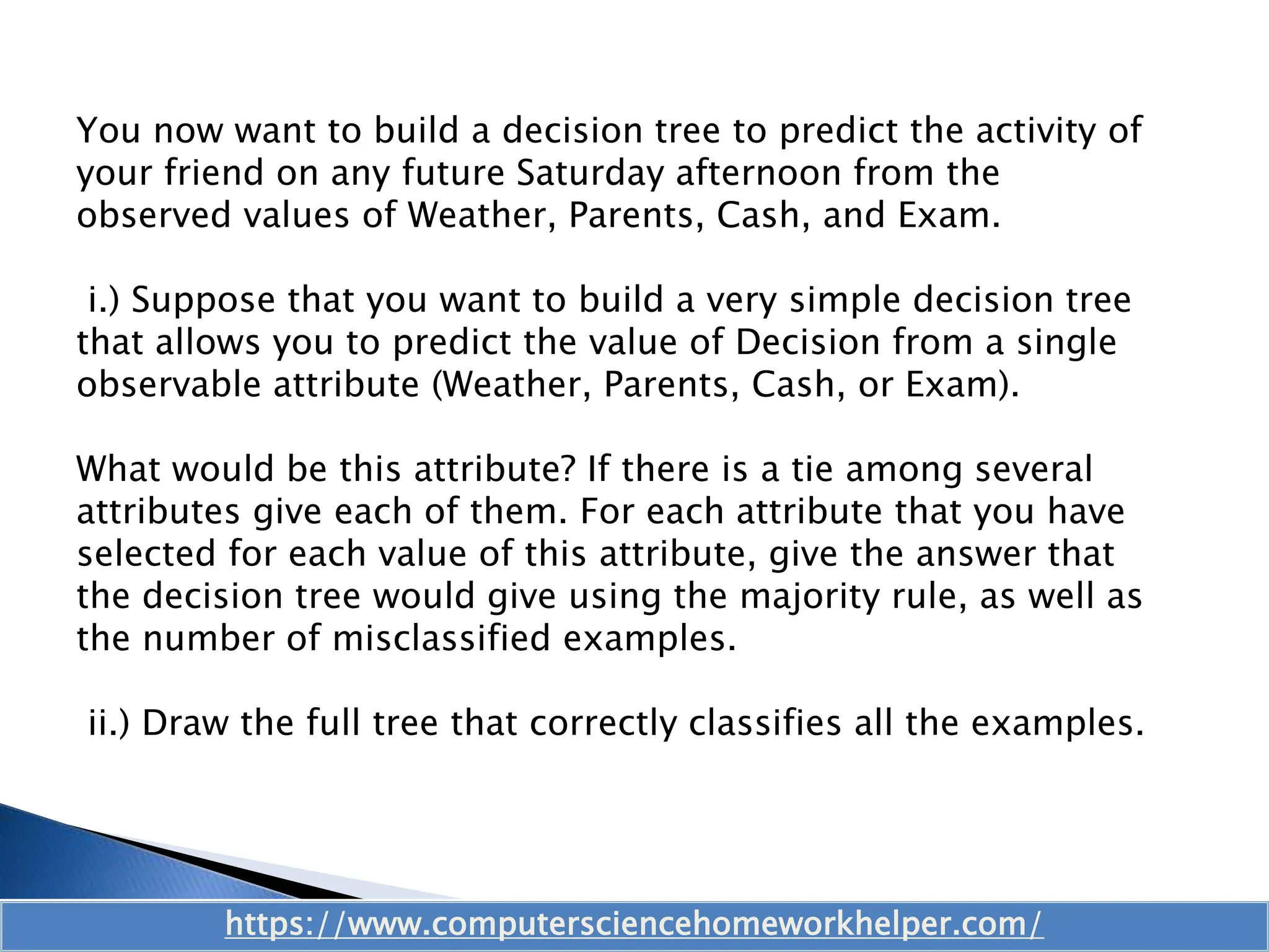 Master Decision Tree Questions | Computer Science Homework Helper | PPTX
