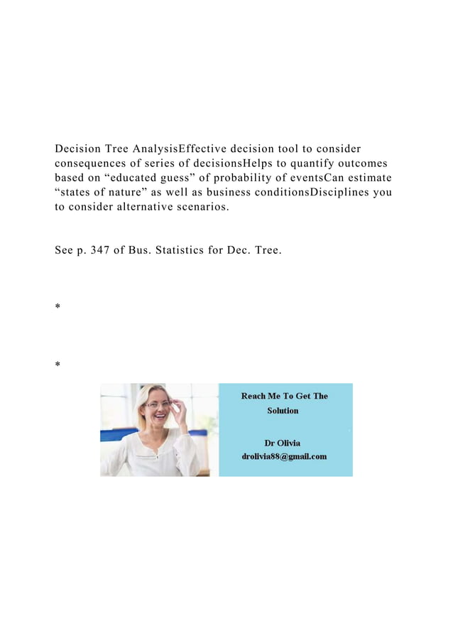 Decision Tree Analysiseffective Decision Tool To Consider Docx