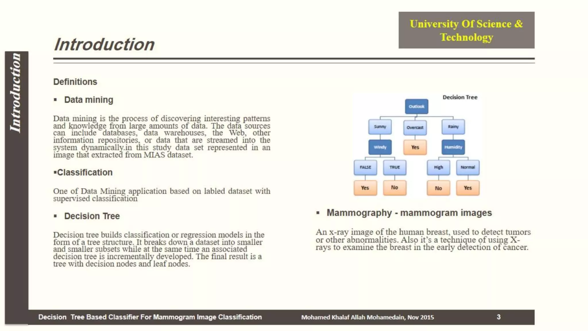 Decision Tree Based Classifier For Mammogram Image Classification Ppt