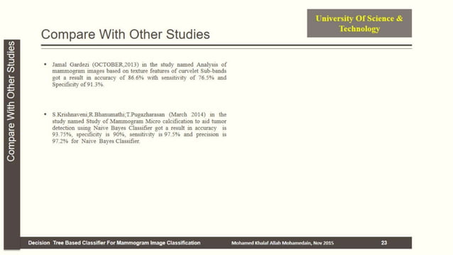 Decision Tree Based Classifier For Mammogram Image Classification Ppt