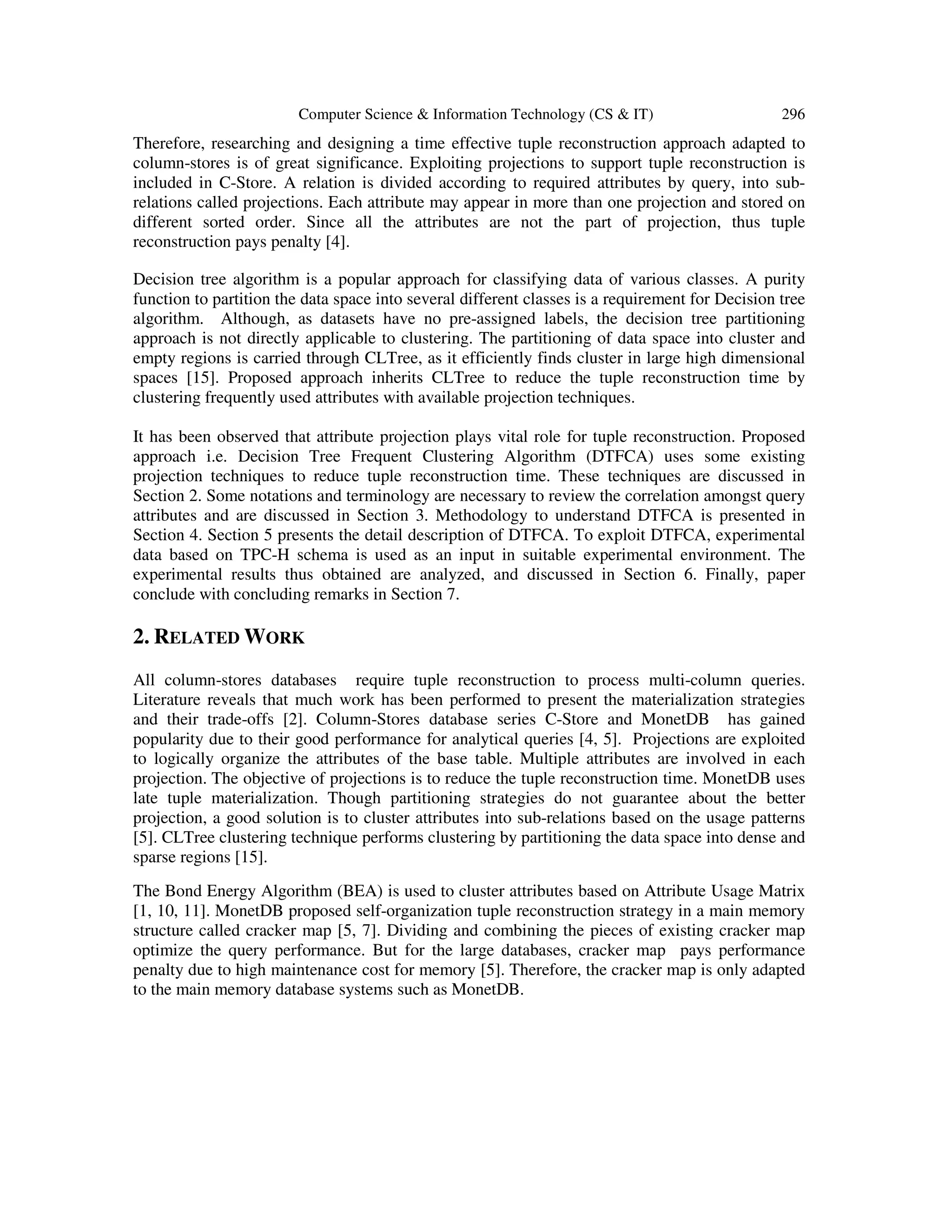 Decision Tree Clustering A Columnstores Tuple Reconstruction Pdf