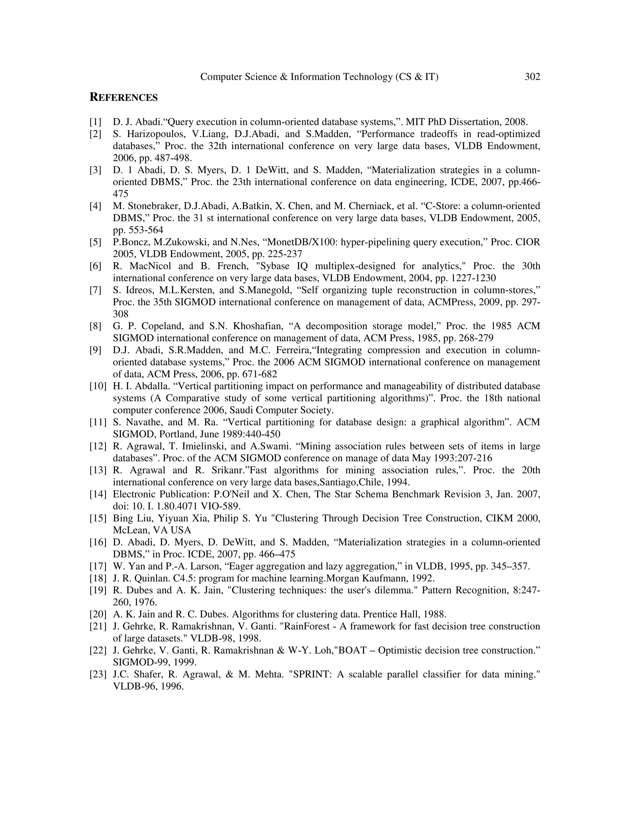 Decision Tree Clustering A Columnstores Tuple Reconstruction Pdf
