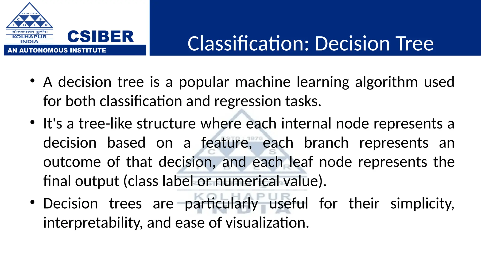 decision tree machine learning model for classification | PPTX