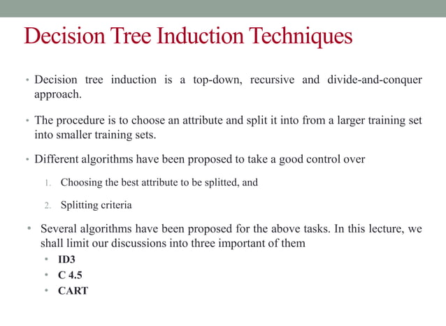 Decision tree induction | PPTX | Programming Languages | Computing
