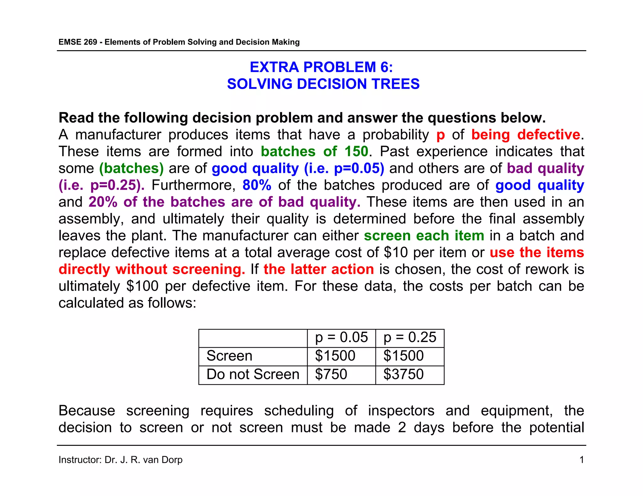 Decision trees solution key | PPT