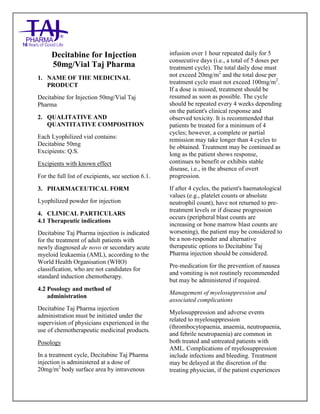 Decitabine for Injection Taj Pharma SmPC | PDF