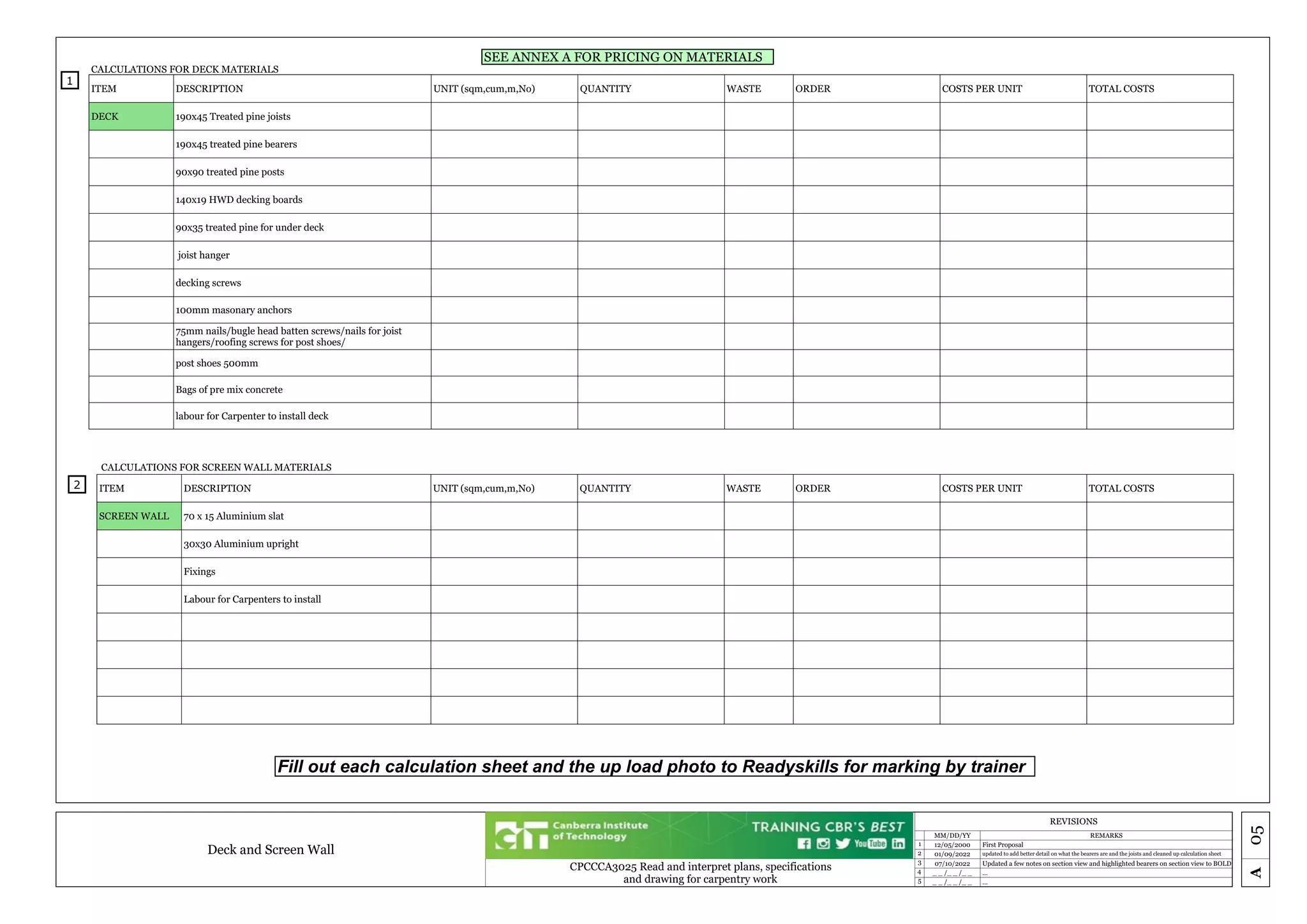 Deck and Screen plans & Calculations | PPT
