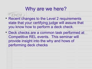 Basic Guide to Deck Checks | PPT