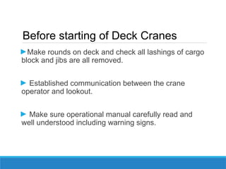 Deck cranes and Grab operation presentation | PPT