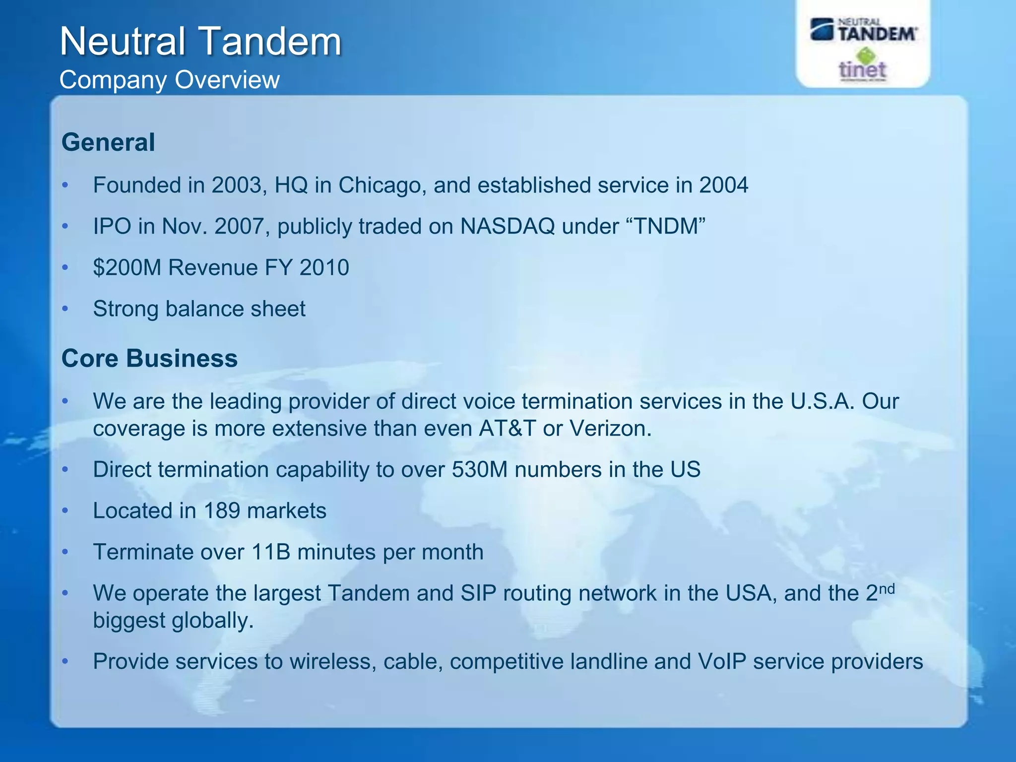 Neutral Tandem HCS | PPT