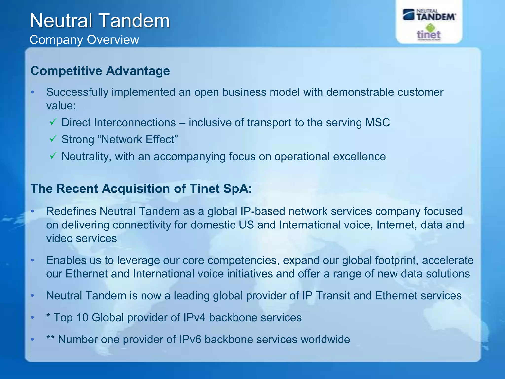 Neutral Tandem HCS | PPTX