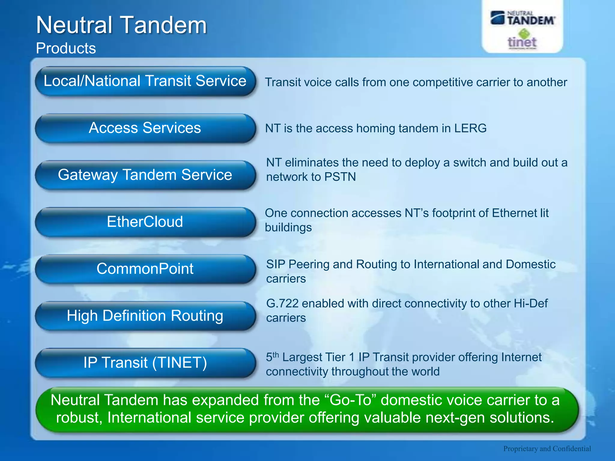 Neutral Tandem HCS | PPT