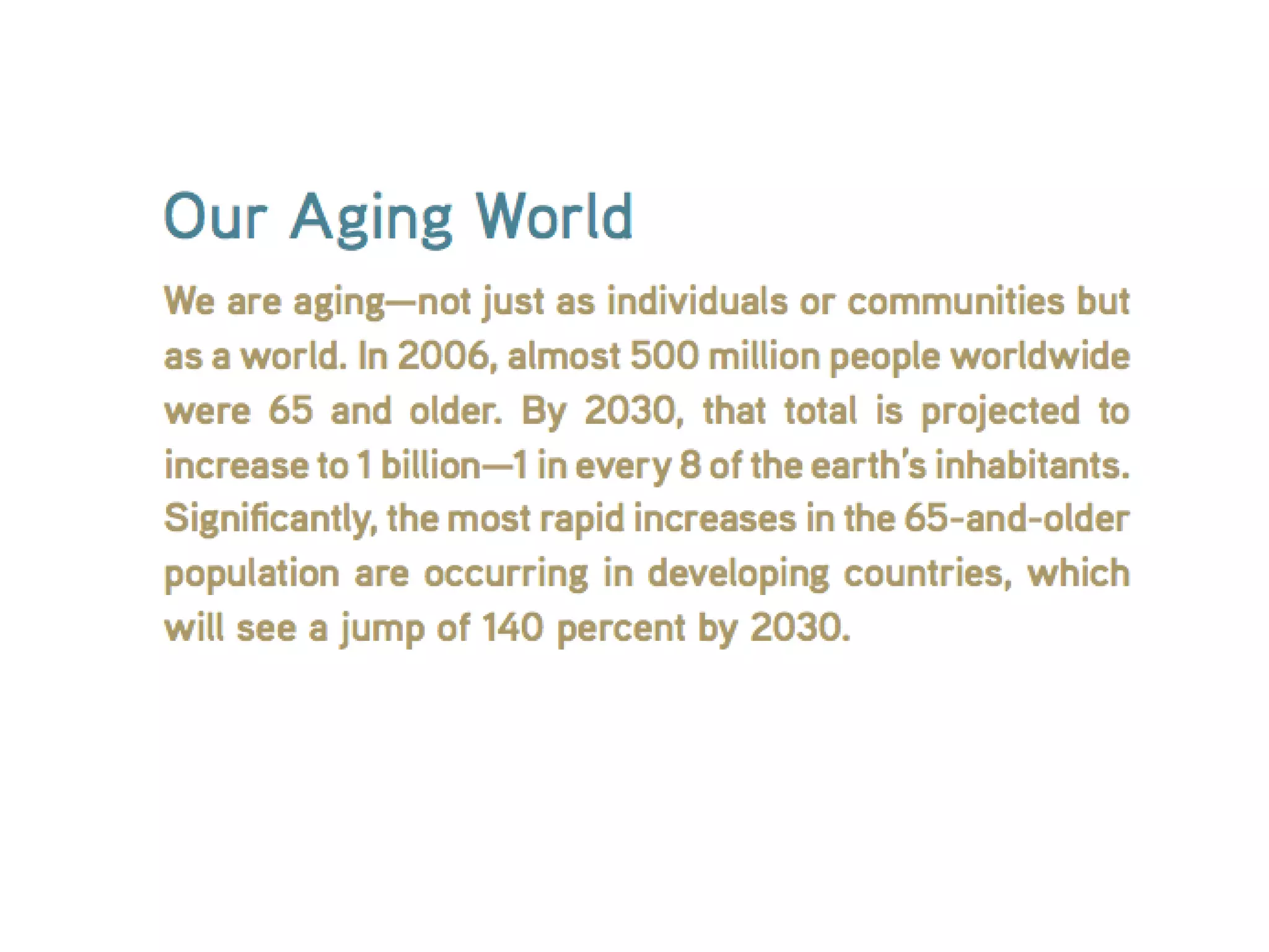 Issues in Aging - Why Population Aging Matters | PPT