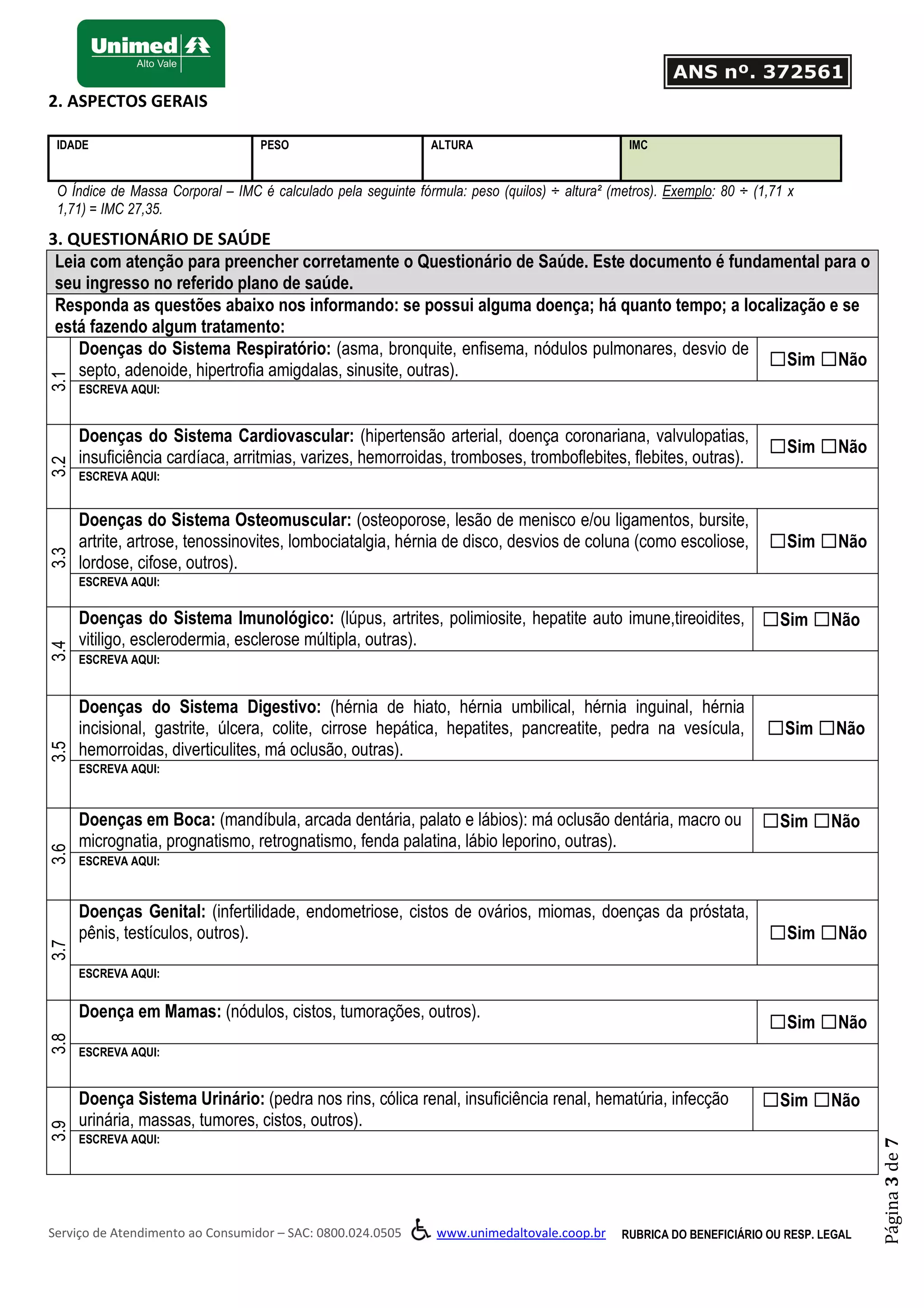 Declaracao1 saude unimed | PDF