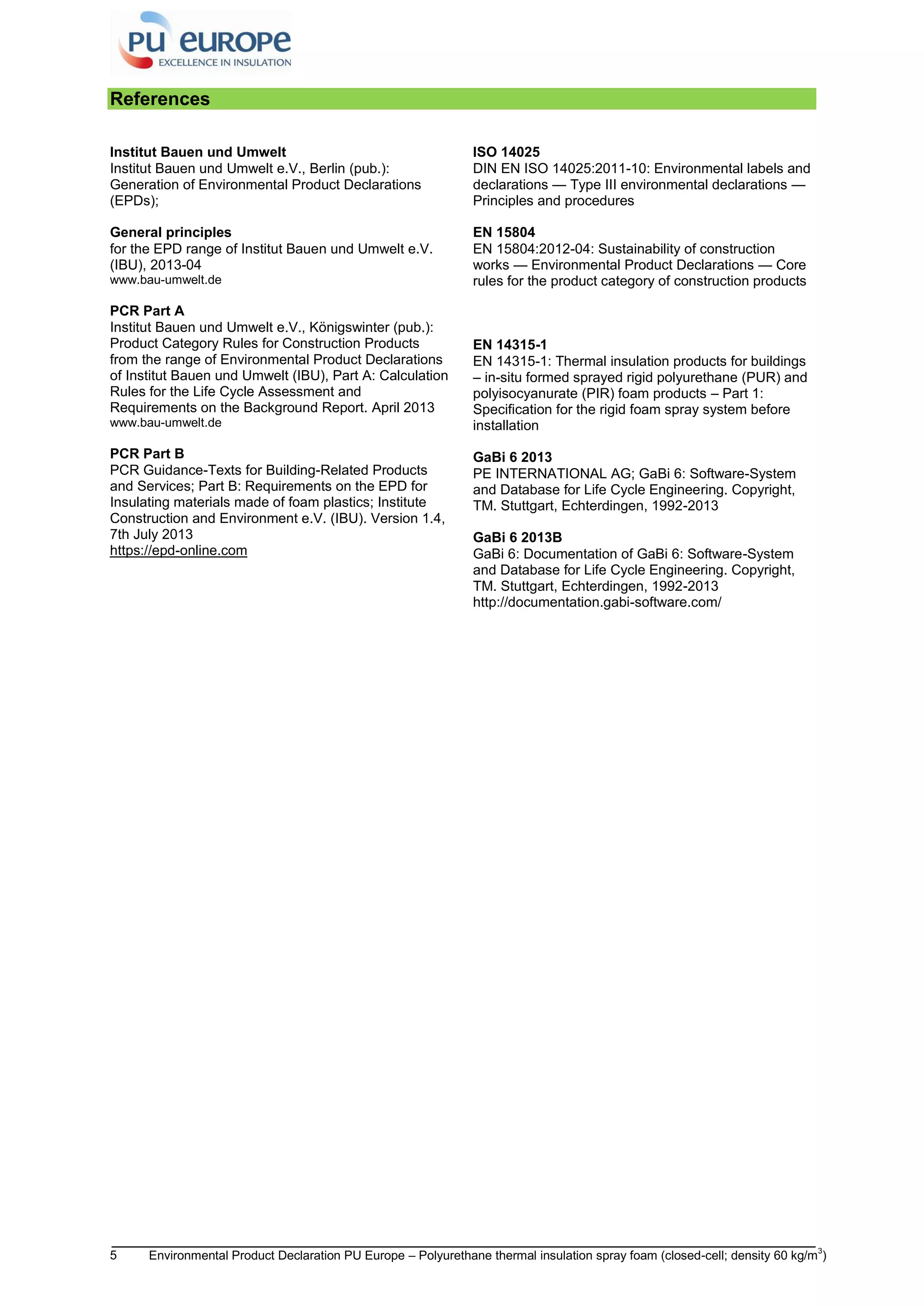 Declaración Ambiental de Producto de Poliuretano: Spray de espuma de ...