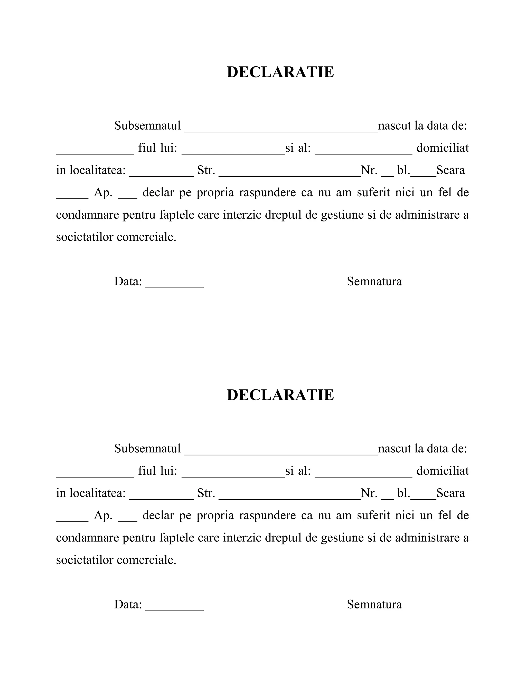 Declaratie cazier | PDF