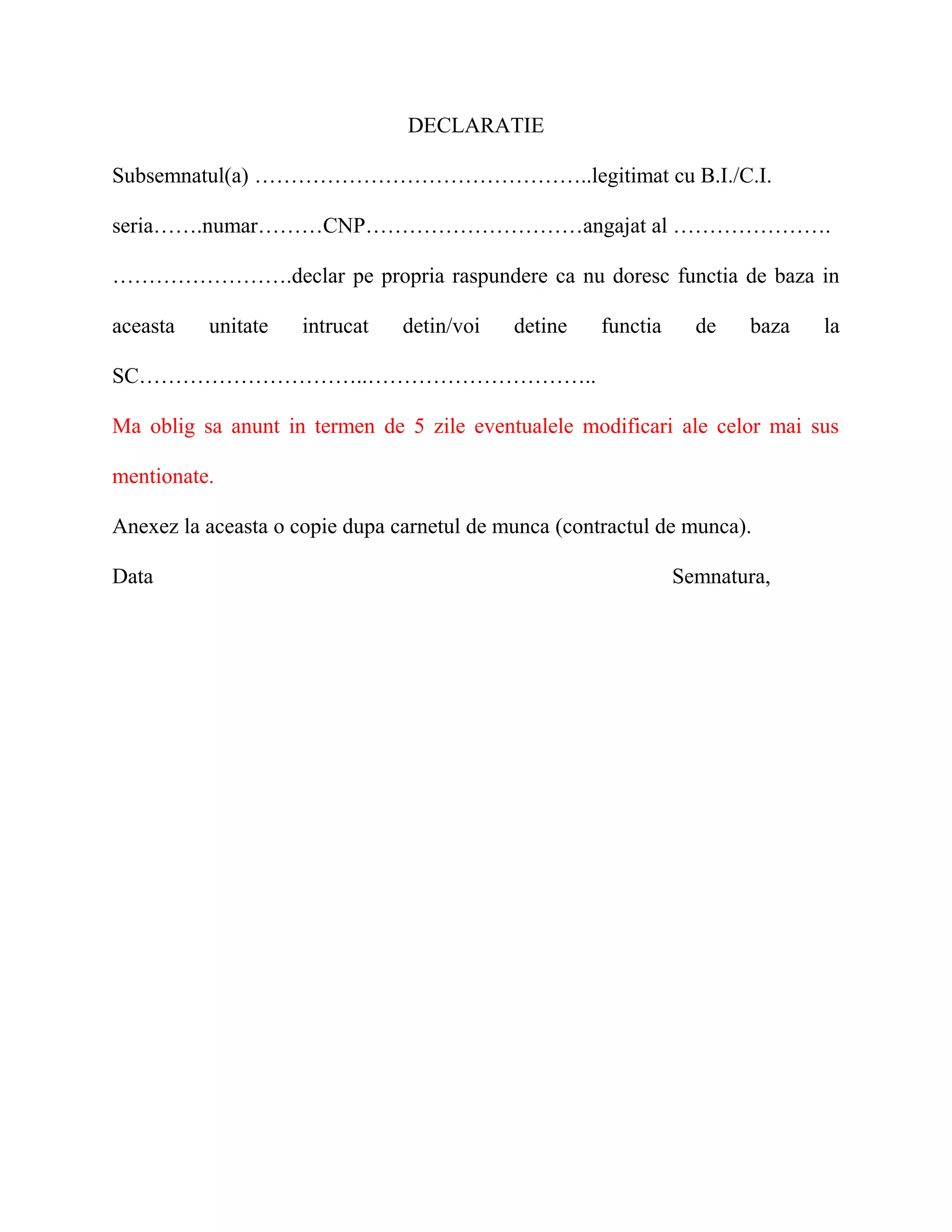 Declaratie functie de baza | DOC